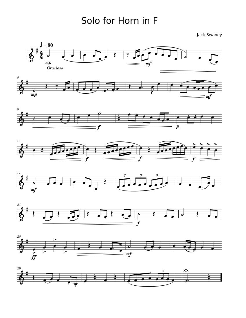 Etude No. 1 for French Horn in F Sheet music for French horn (Solo) | Musescore.com