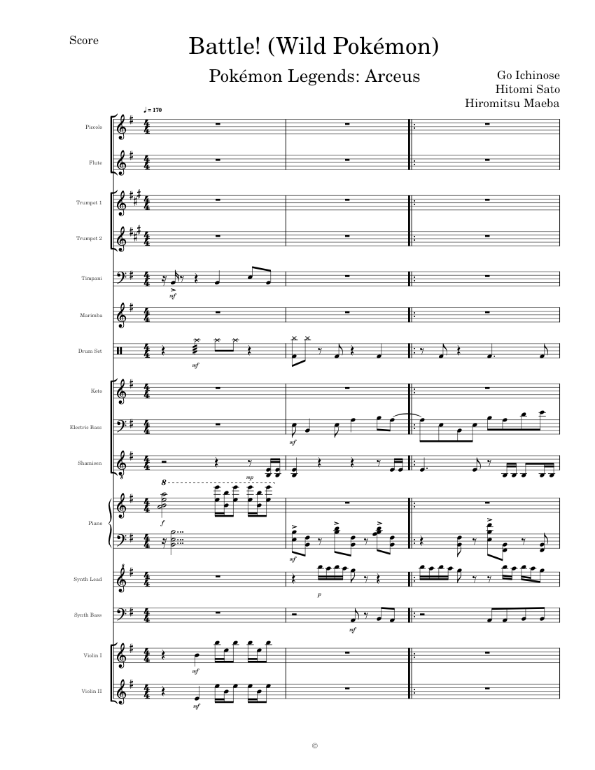 Battle! (Wild Pokémon) (Pokémon Legends: Arceus) - Transcribed Score ...
