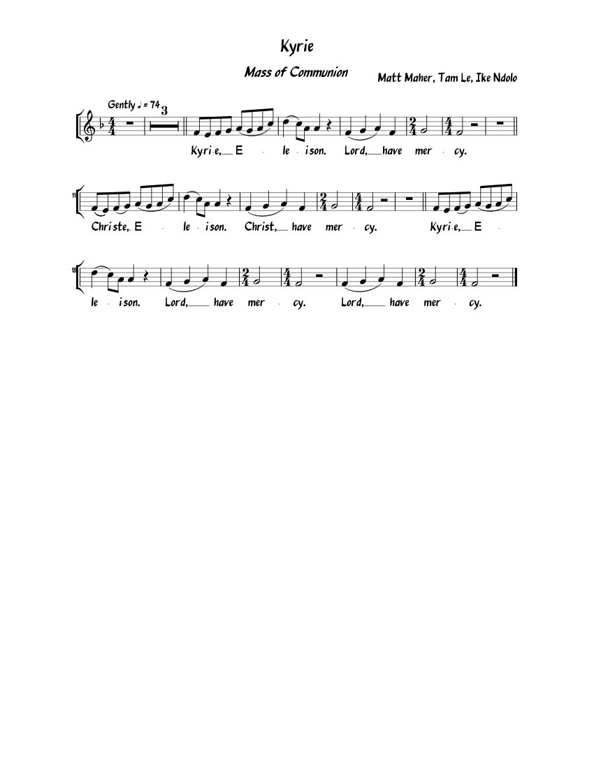 Kyrie - Lord Have Mercy - Vocal - Matt Maher, Tam Le, Ike Ndolo- Mass ...
