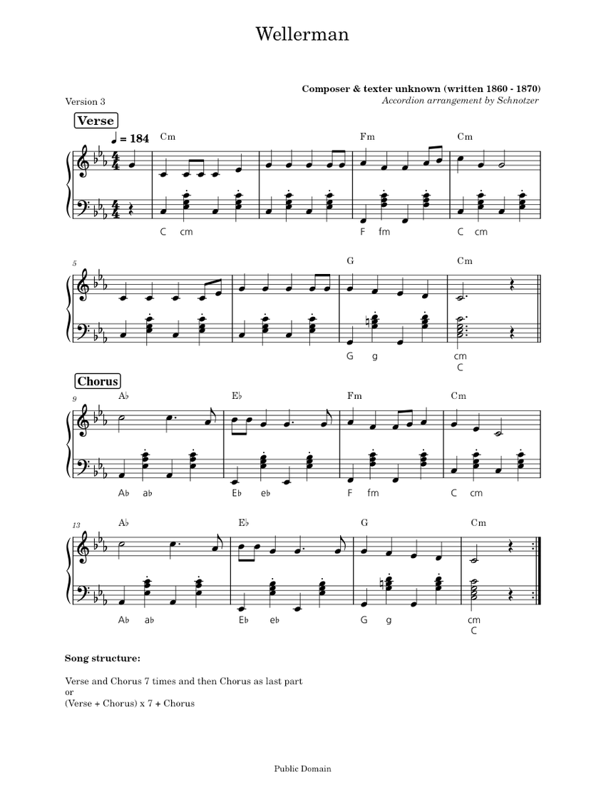 Wellerman - Misc Traditional Sheet Music for Accordion (Solo ...