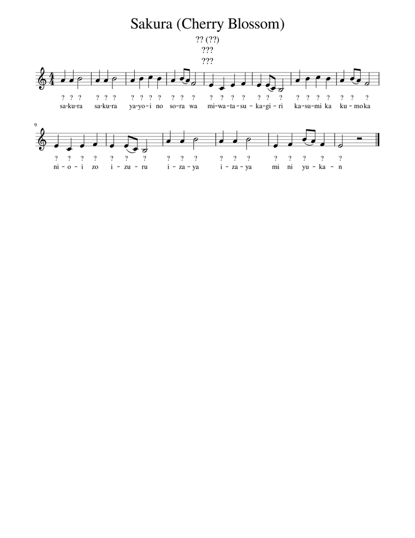 Sakura (Cherry Blossom) Sheet Music for Piano (Solo) Easy | MuseScore.com