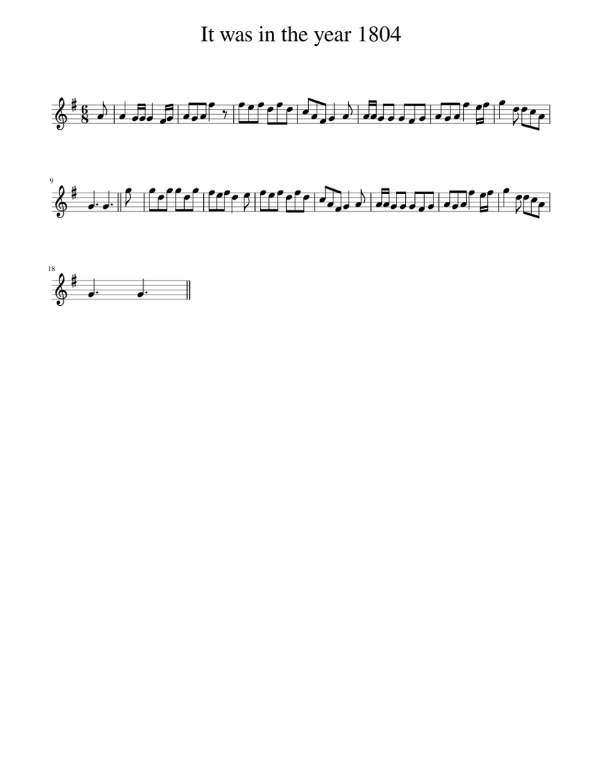 It was in the year 1804 Sheet music for Piano (Solo) Easy | Musescore.com