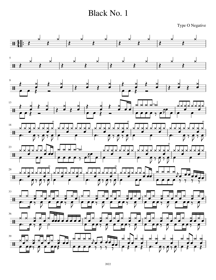 Black No. 1 – Type O Negative Sheet Music for Drum group (Solo ...