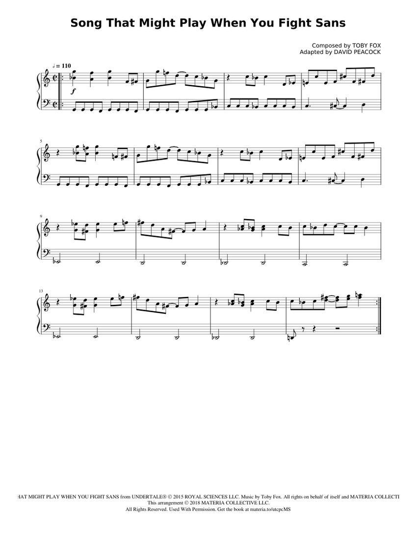 Song That Might Play When You Fight Sans (UNDERTALE Complete Piano ...