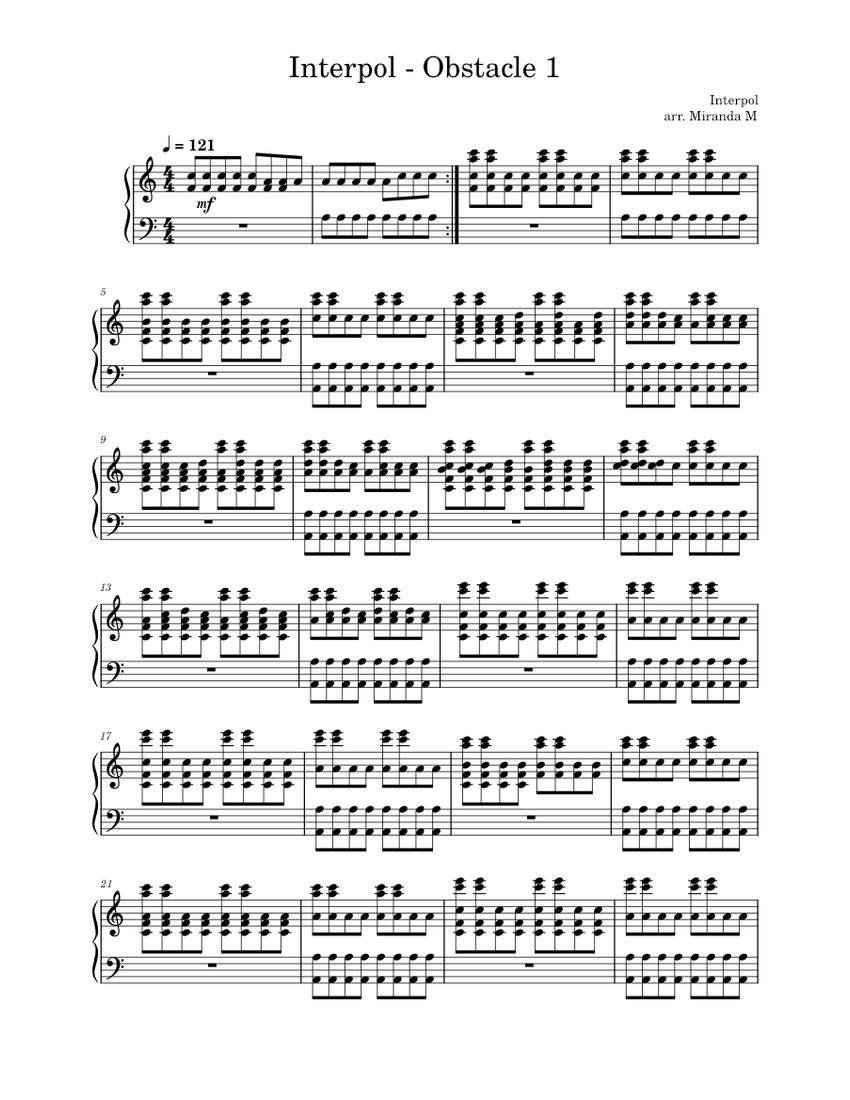 Obstacle 1 – Interpol Interpol - Obstacle 1 Sheet music for Piano (Solo ...