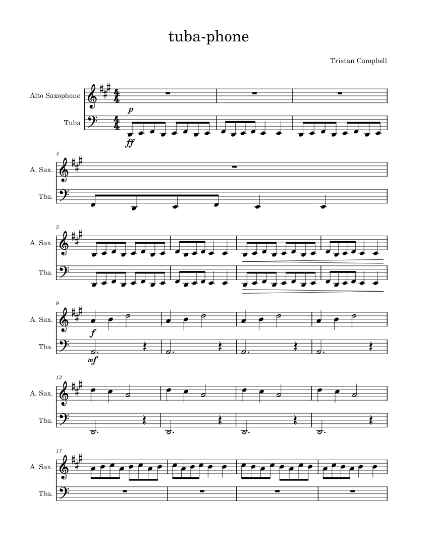 Tuba-Phone Sheet music for Tuba, Saxophone alto (Mixed Duet ...