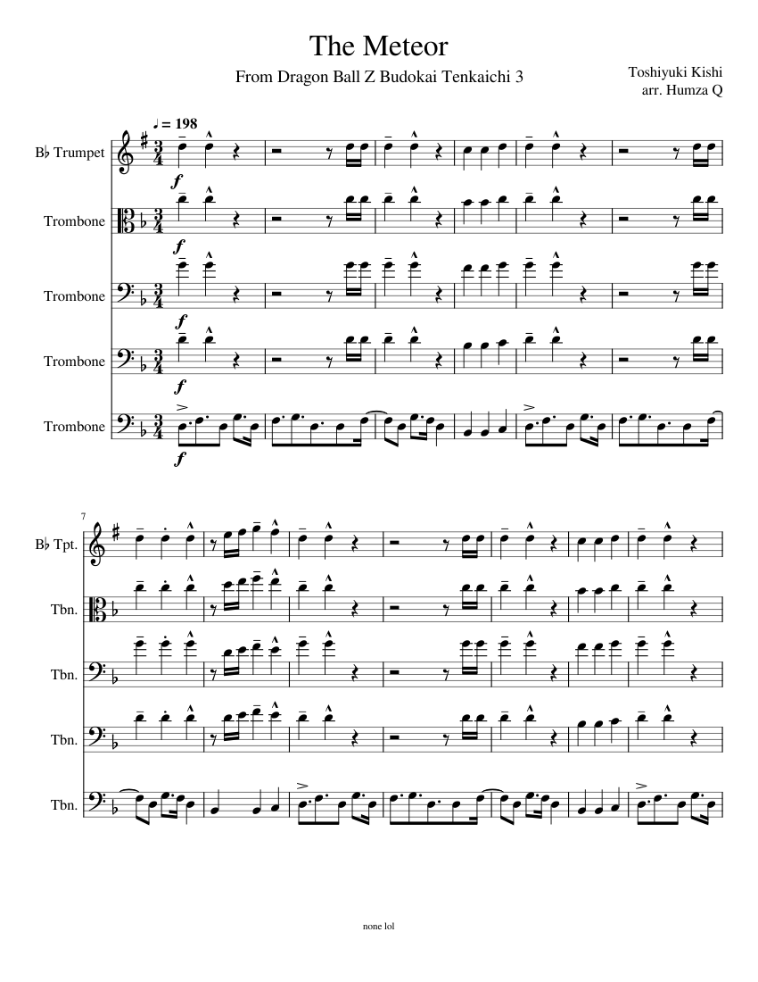 The Meteor Sheet music for Trombone, Trumpet in b-flat (Mixed Quintet ...