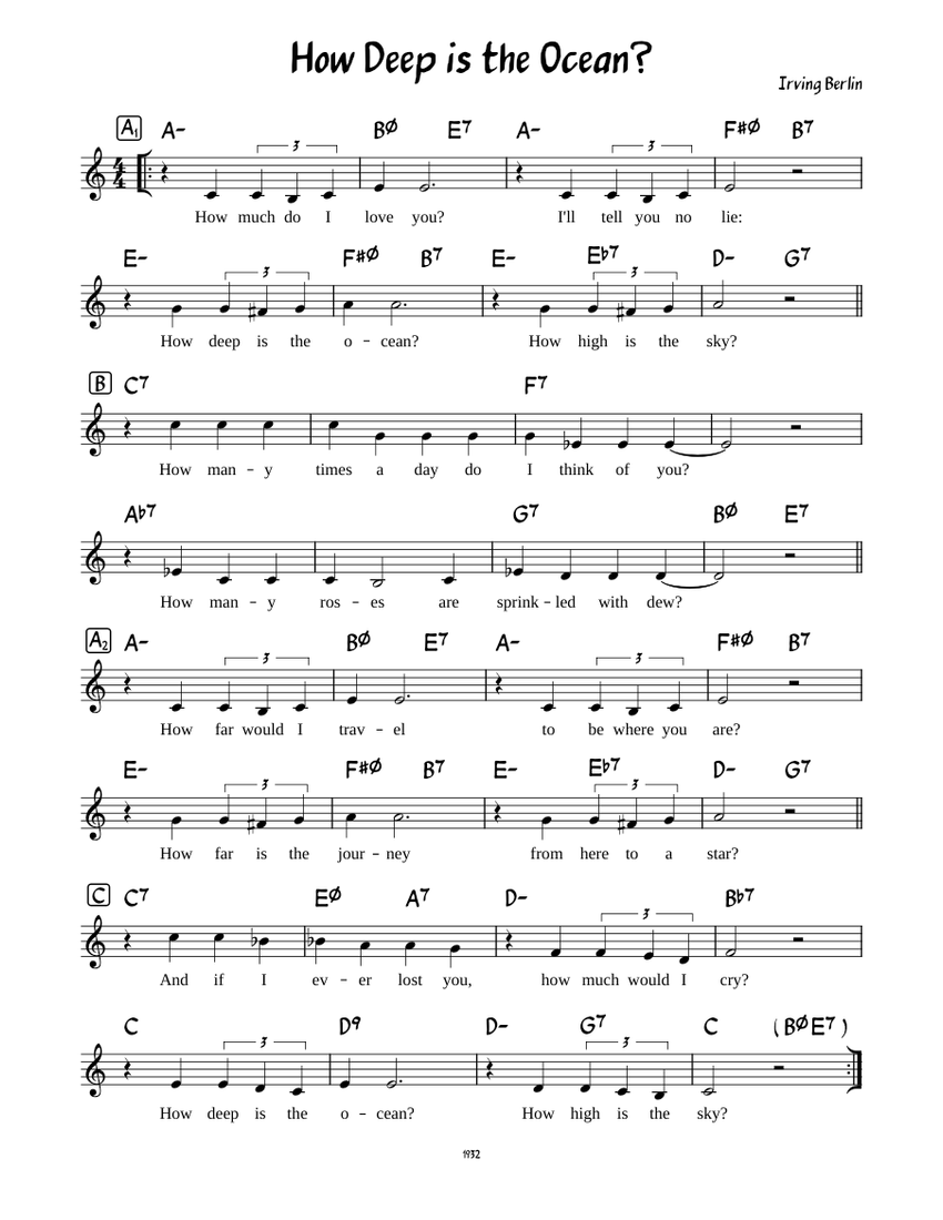 How Deep is the Ocean? Sheet music for Piano (Solo) | Musescore.com