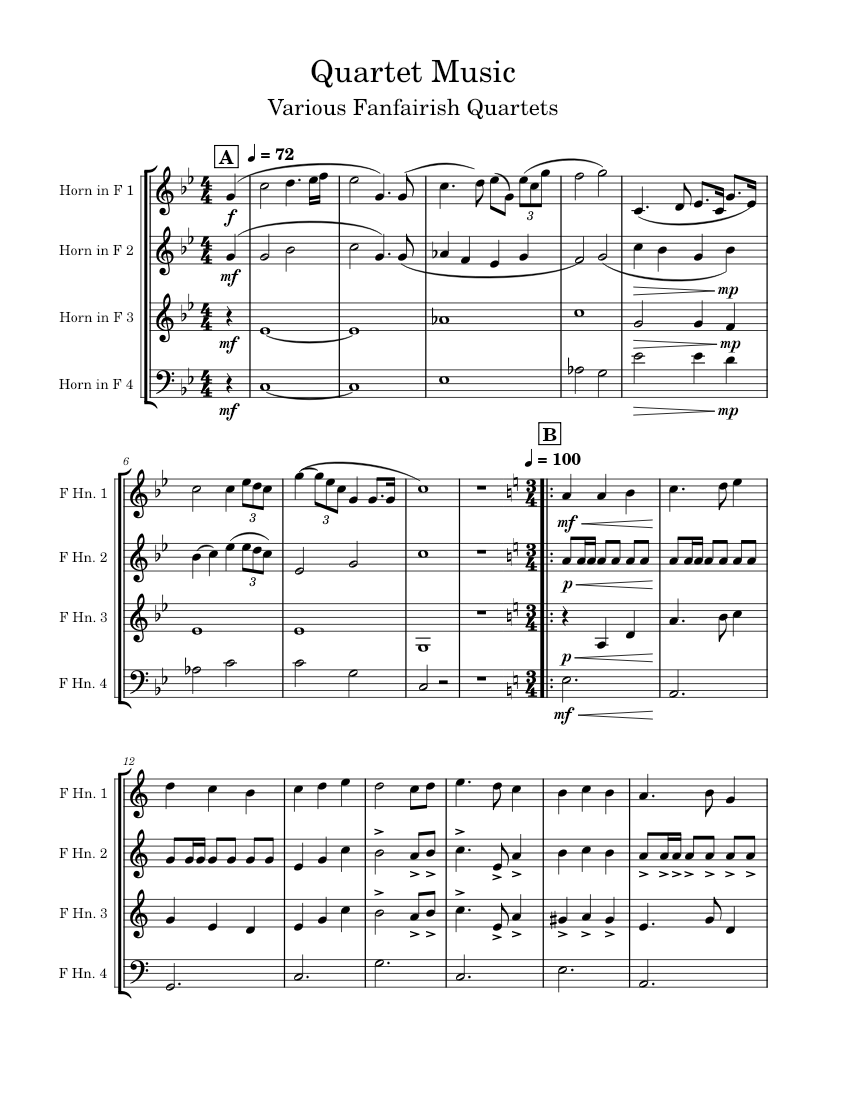 Quartet_Music Sheet music for French horn (Brass Quartet) | Musescore.com