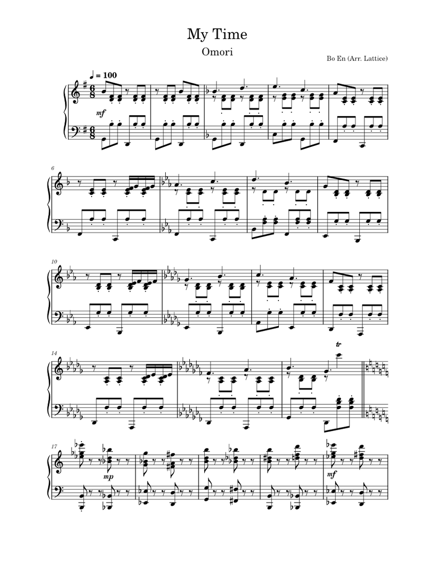 My time – bo en My Time Sheet Music for Piano (Solo) | MuseScore.com