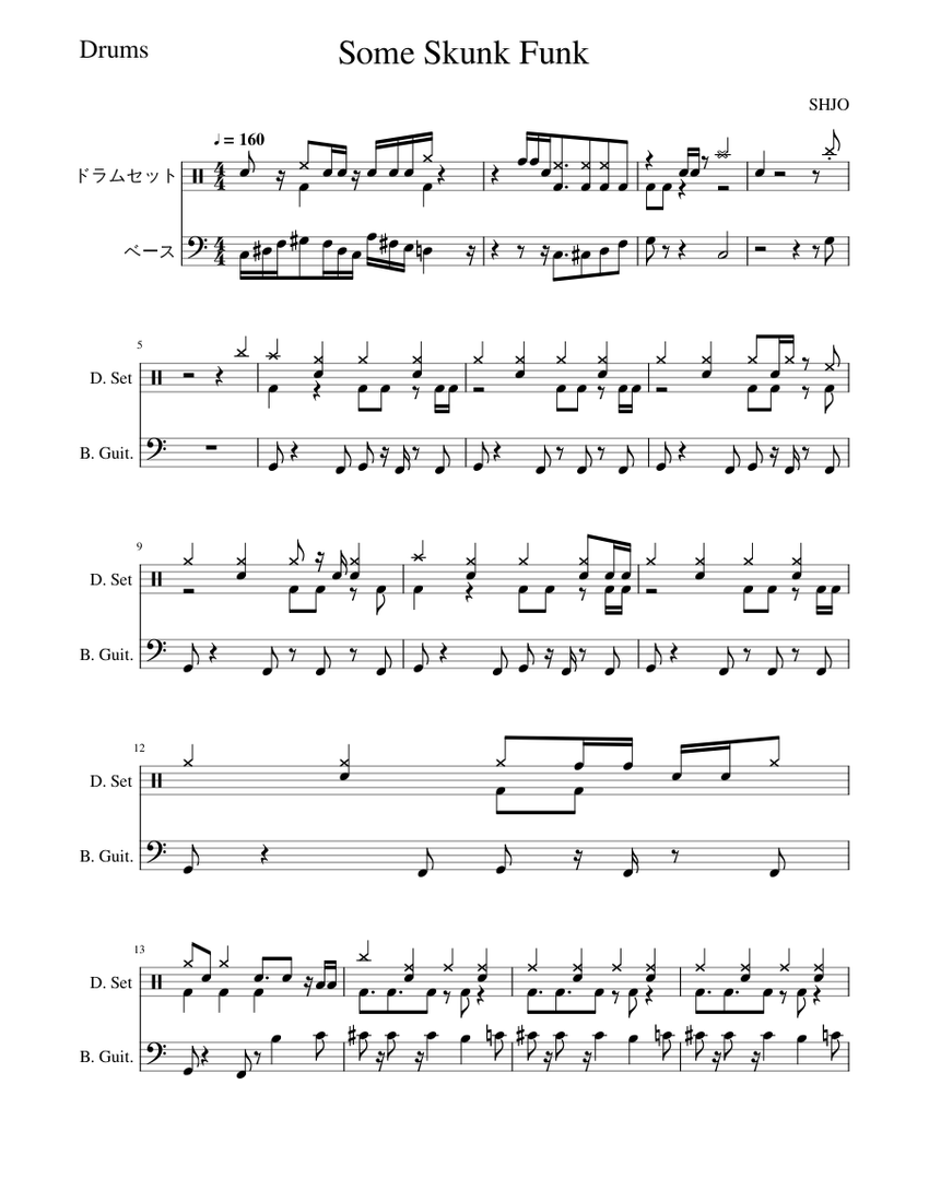 Some Skunk Funk 200418 v2 Sheet music for Bass guitar, Drum group ...
