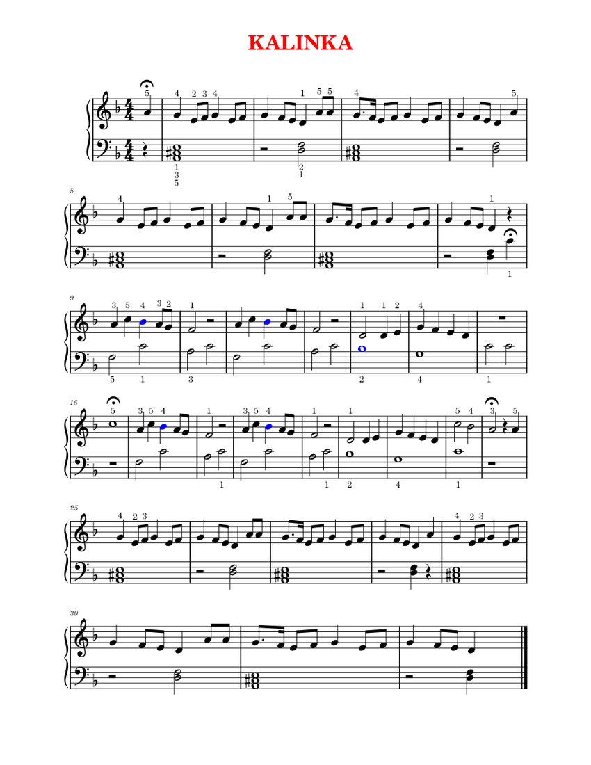 Kalinka – Iván Lariónov Sheet music for Piano (Solo) Easy | Musescore.com