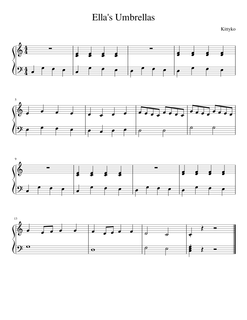 ella's umbrellas Sheet music for Piano (Solo) Easy | Musescore.com