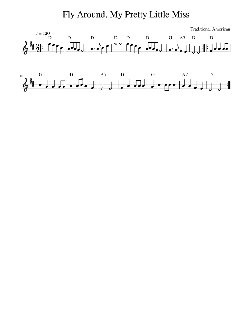 Traditional music - Fly Around, My Pretty Little Miss Sheet music for ...