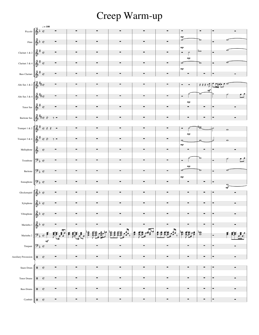 Creep Warm-up Sheet music for Trombone, Tuba, Flute piccolo, Flute ...