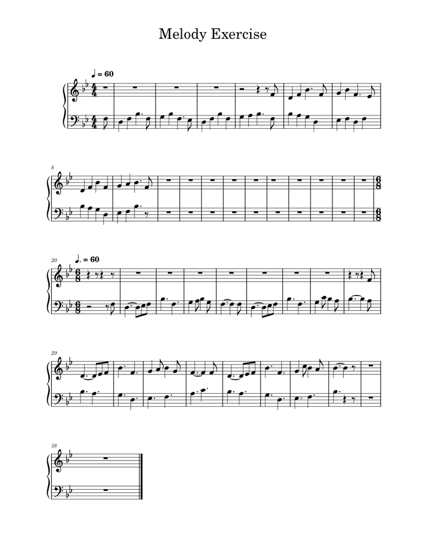 Melody Exercise Sheet Music for Piano (Solo) easy | MuseScore.com