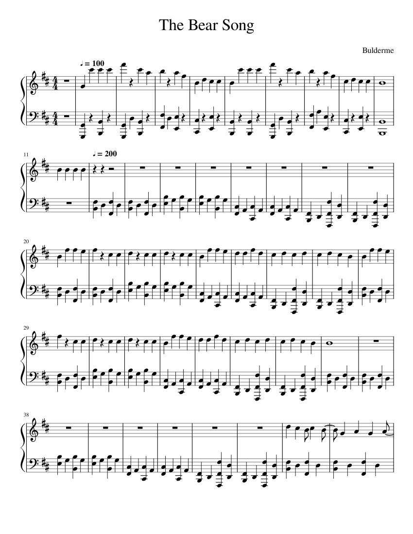 The Bear Song Sheet music for Piano (Solo) Easy | Musescore.com
