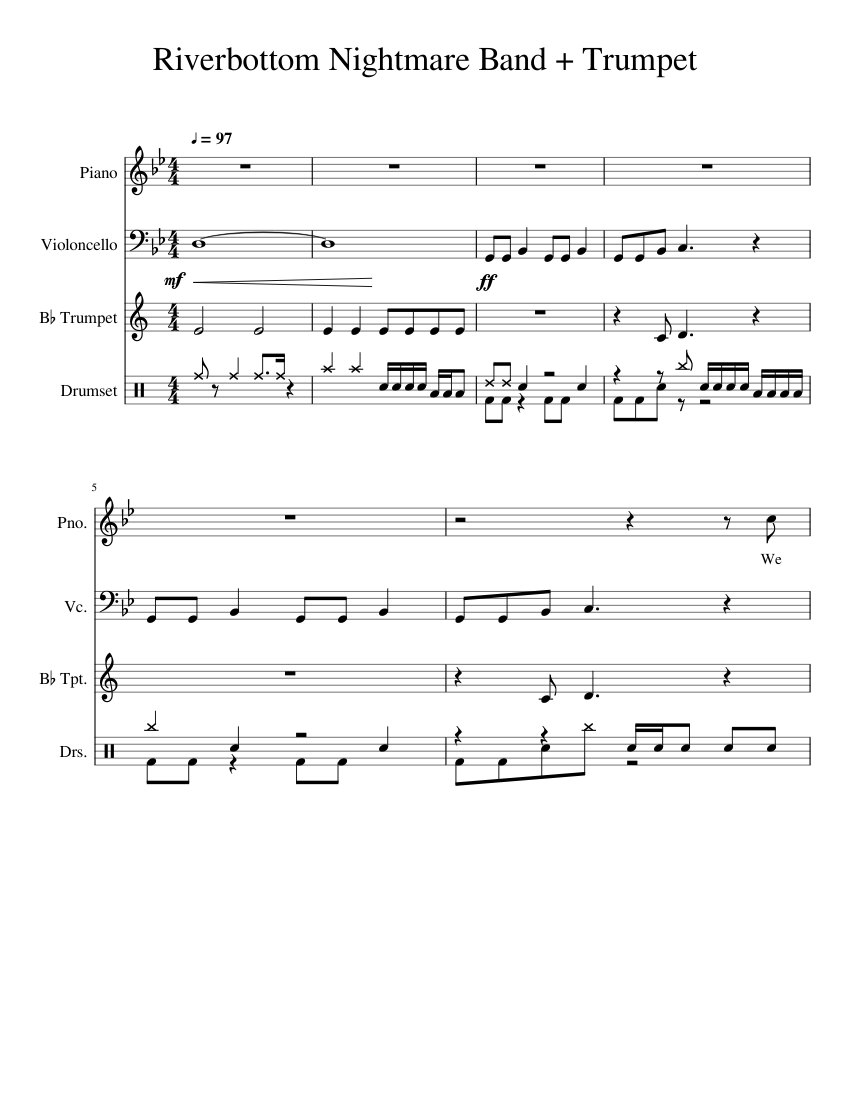 Riverbottom Nightmare Band Sheet Music for Piano, Trumpet in b-flat ...