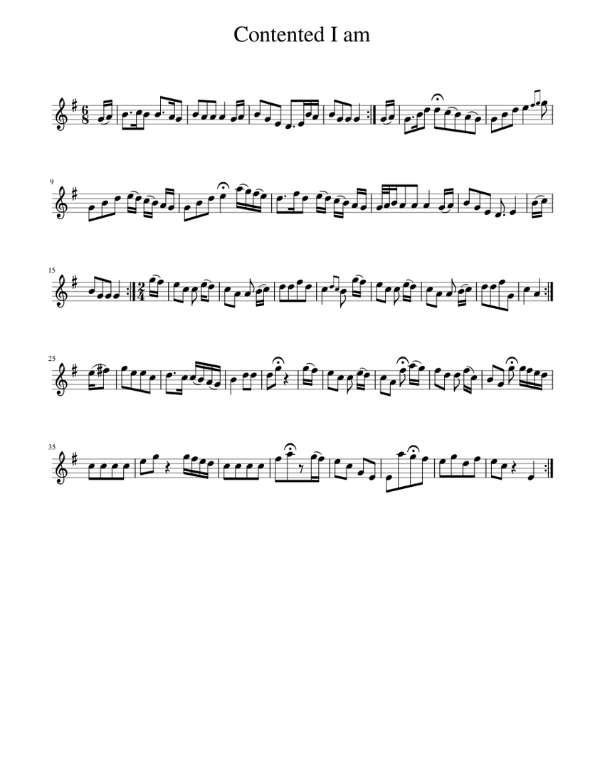 Contented I am Sheet music for Piano (Solo) | Musescore.com