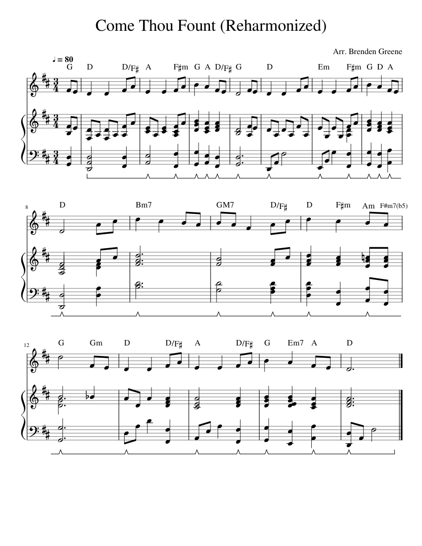 Come Thou Fount (Reharmonized) Sheet music for Piano, Vocals (Piano ...