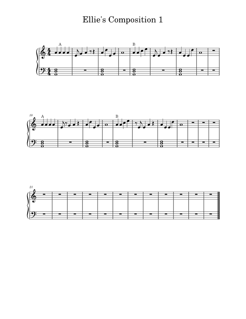 Composition 1 Sheet music for Piano (Solo) Easy | Musescore.com