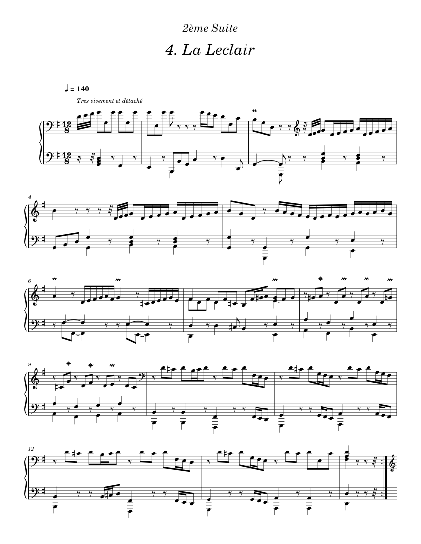La Leclair – Antoine Forqueray Sheet Music for Harpsichord (Solo) | MuseScore.com