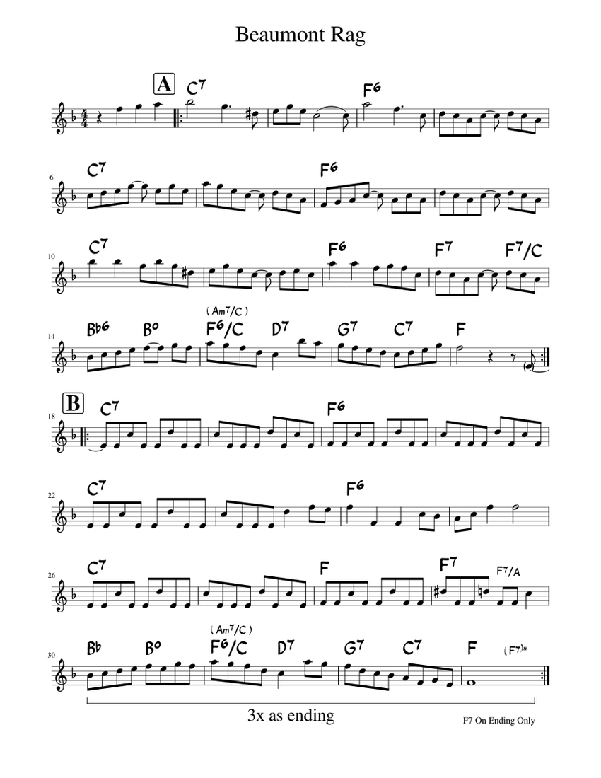 Beaumont Rag Sheet music for Piano (Solo) | Musescore.com