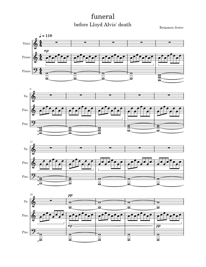 funeral (variation) - Benjamin Jester Sheet music for Piano, Vocals ...
