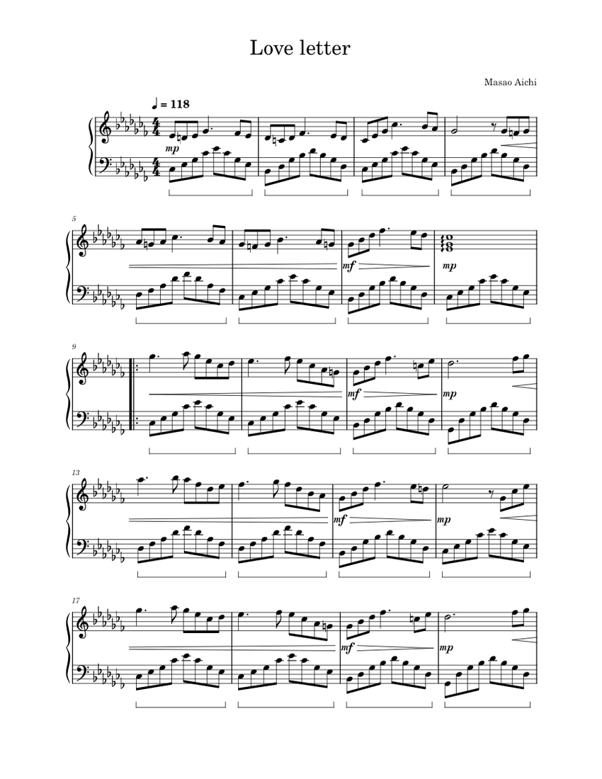 Love letter Sheet music for Piano (Solo) | Musescore.com