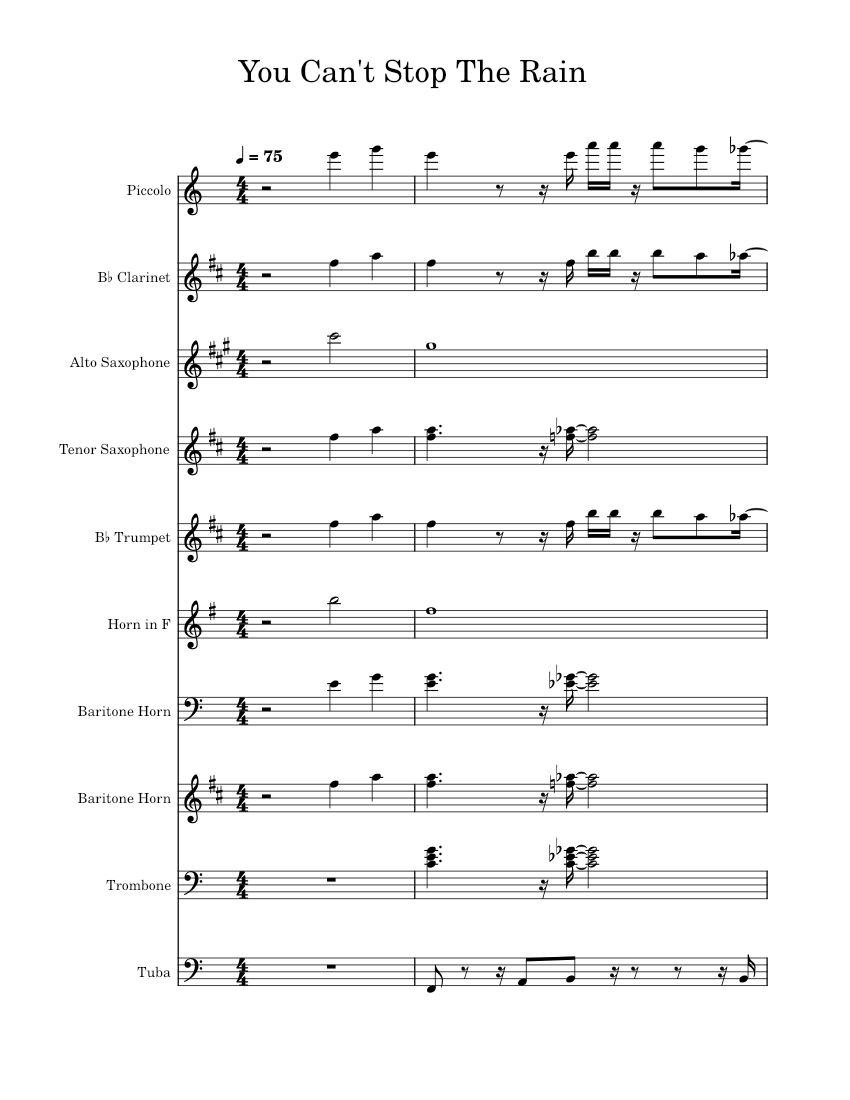 You Can't Stop The Rain Sheet music for Trombone, Tuba, Flute piccolo, Clarinet in b-flat & more ...