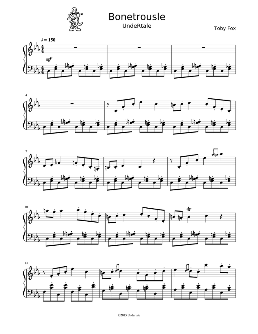 Bonetrousle - Undertale Sheet music for Piano (Solo) | Musescore.com