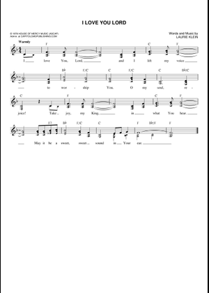 I Love You, Lord – Laurie Klein Sheet Music for Soprano, Alto, Tenor ...