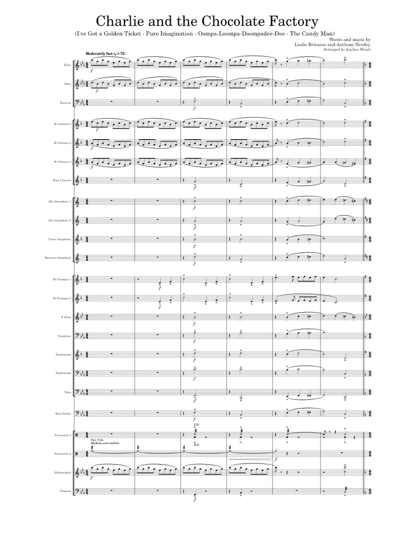 Willy Wonka and the Chocolate Factory Sheet Music for Trombone ...