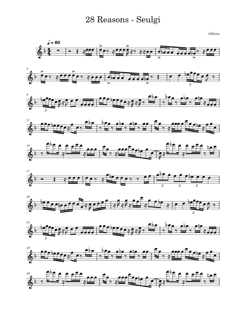28 Reasons – Seulgi 28 Reasons - Seulgi Sheet Music for Piano (Solo ...