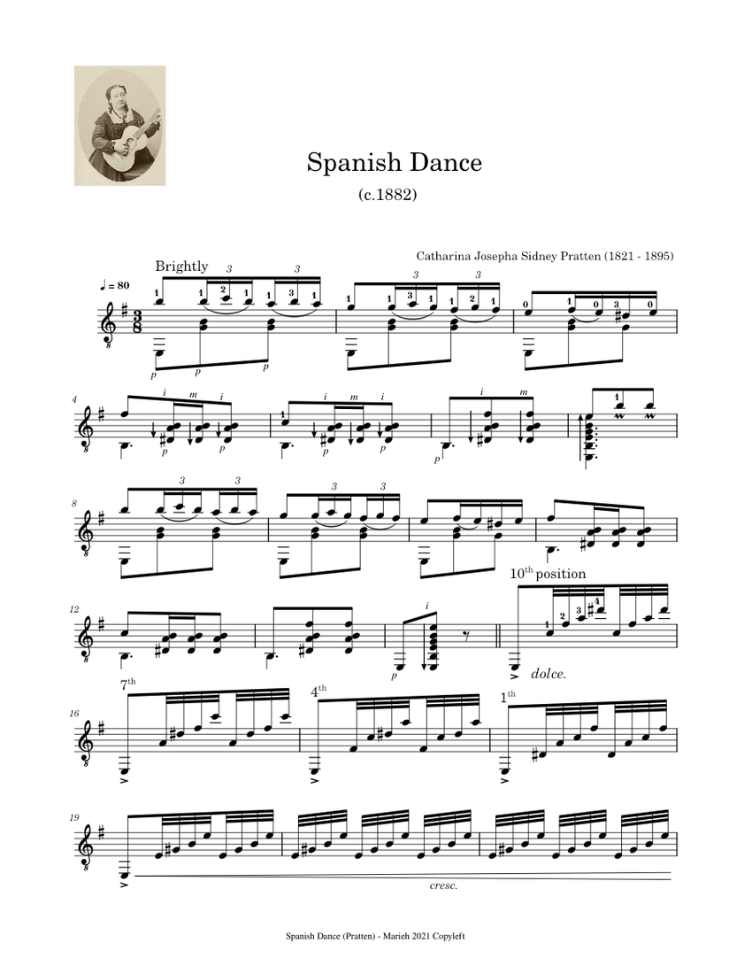 Spanish Dance – Catharina Josepha Sidney Pratten (1821-1895) Sheet ...