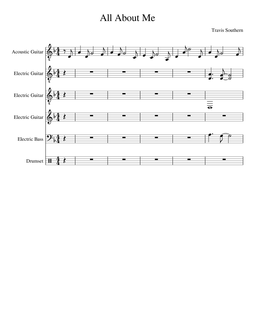 All About Me Sheet music for Guitar, Bass guitar, Drum group (Rock band ...