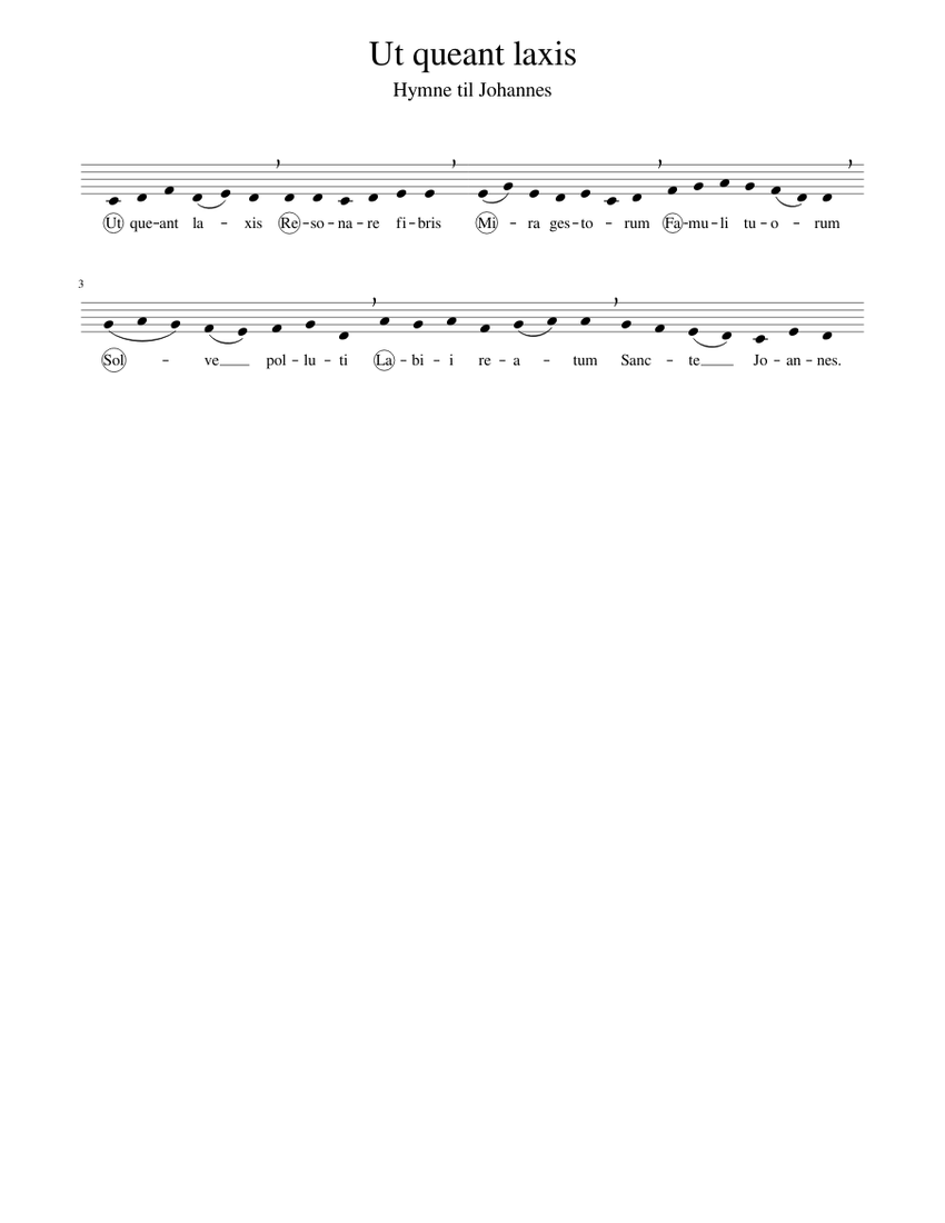 Ut queant laxis Sheet music for Vocals (Solo) | Musescore.com