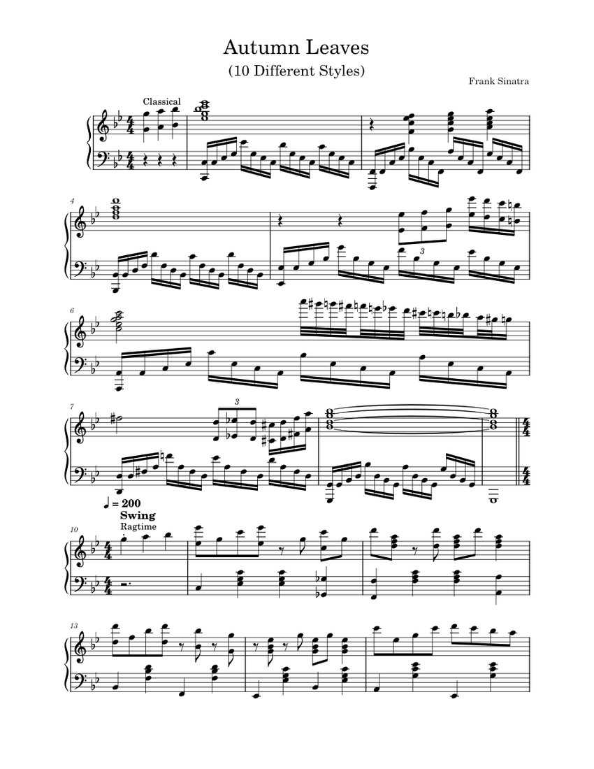 Autumn Leaves Sheet Music for Piano (Solo) | MuseScore.com