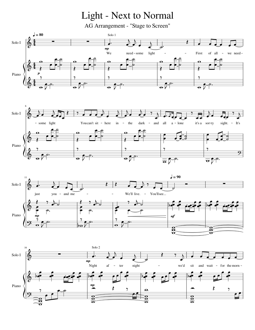 Light Next to Normal Sheet Music for Piano, Oboe (Mixed Ensemble ...