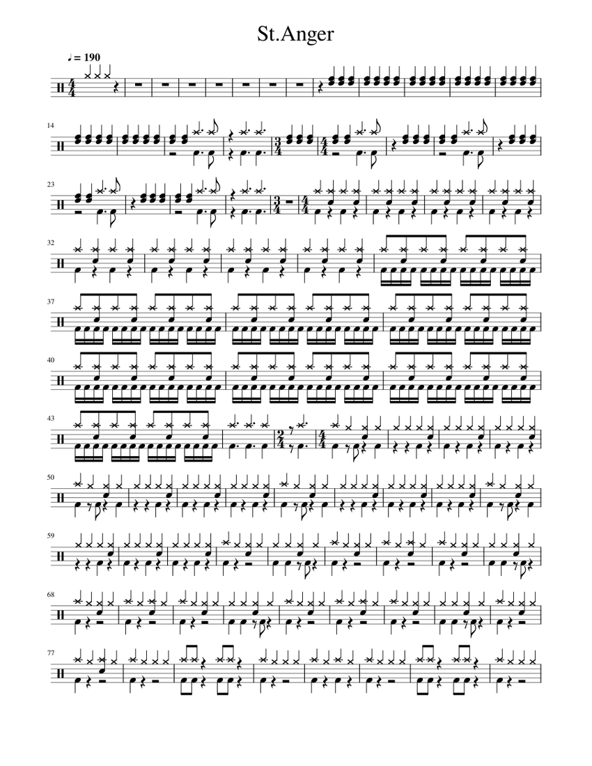 St. Anger Sheet Music for Drum group (Solo) | MuseScore.com