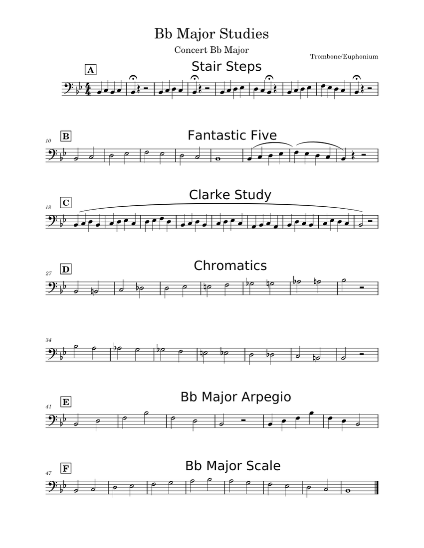 Bb Major Studies Tbn Euph Sheet music for Piano (Solo) | Musescore.com
