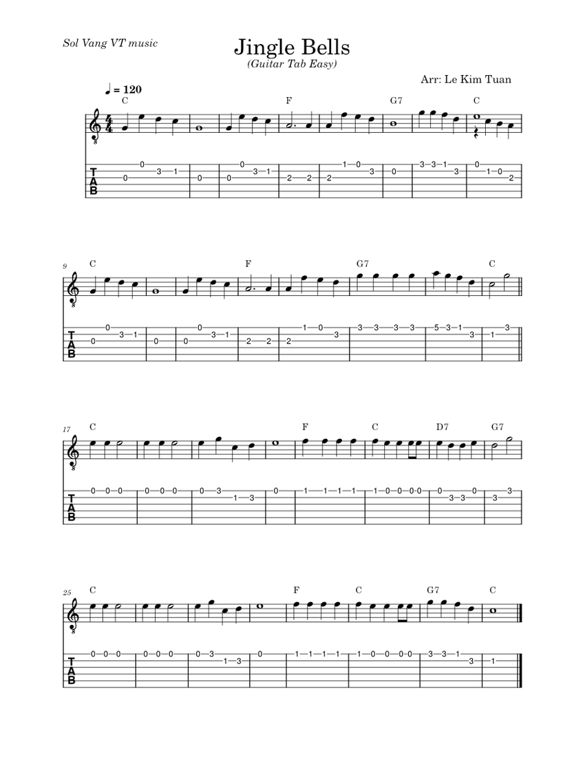 Jingle_Bells. TAB GUITAR C Sheet music for Guitar (Solo) | Musescore.com