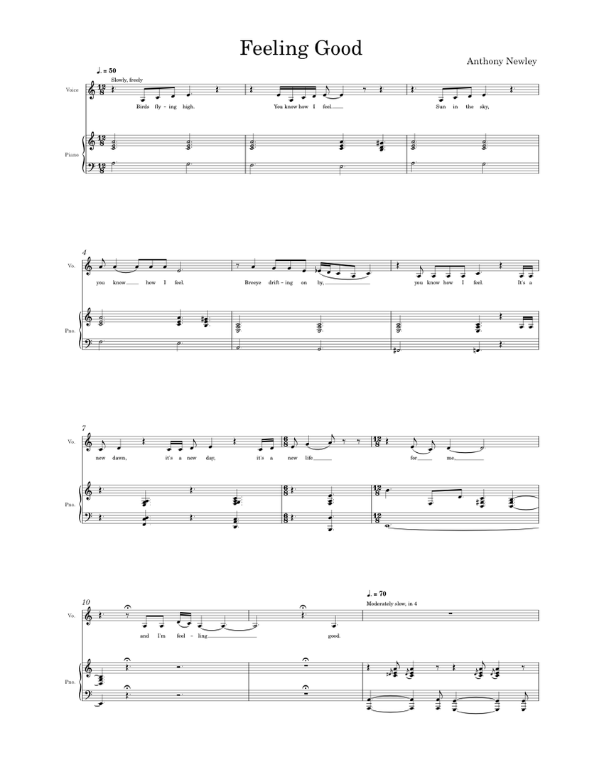 Feeling_Good-Piano-Voice Sheet music for Piano, Vocals (Solo ...