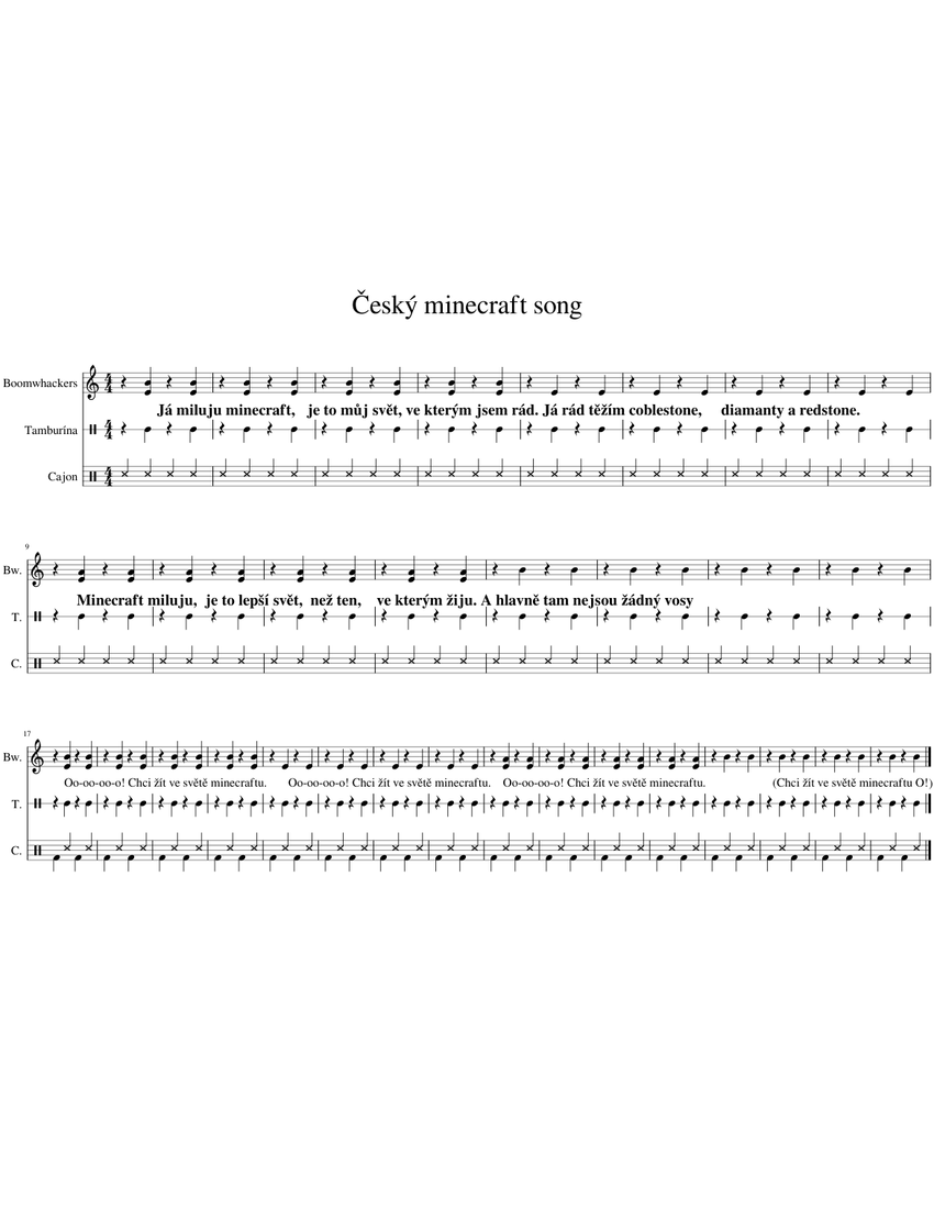 esk minecraft song Sheet music for Tambourine, Vibraphone, Drum group ...