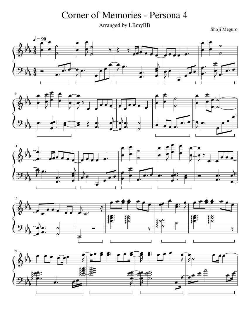 Corner of Memories - Persona 4 Sheet music for Piano (Solo) Easy ...
