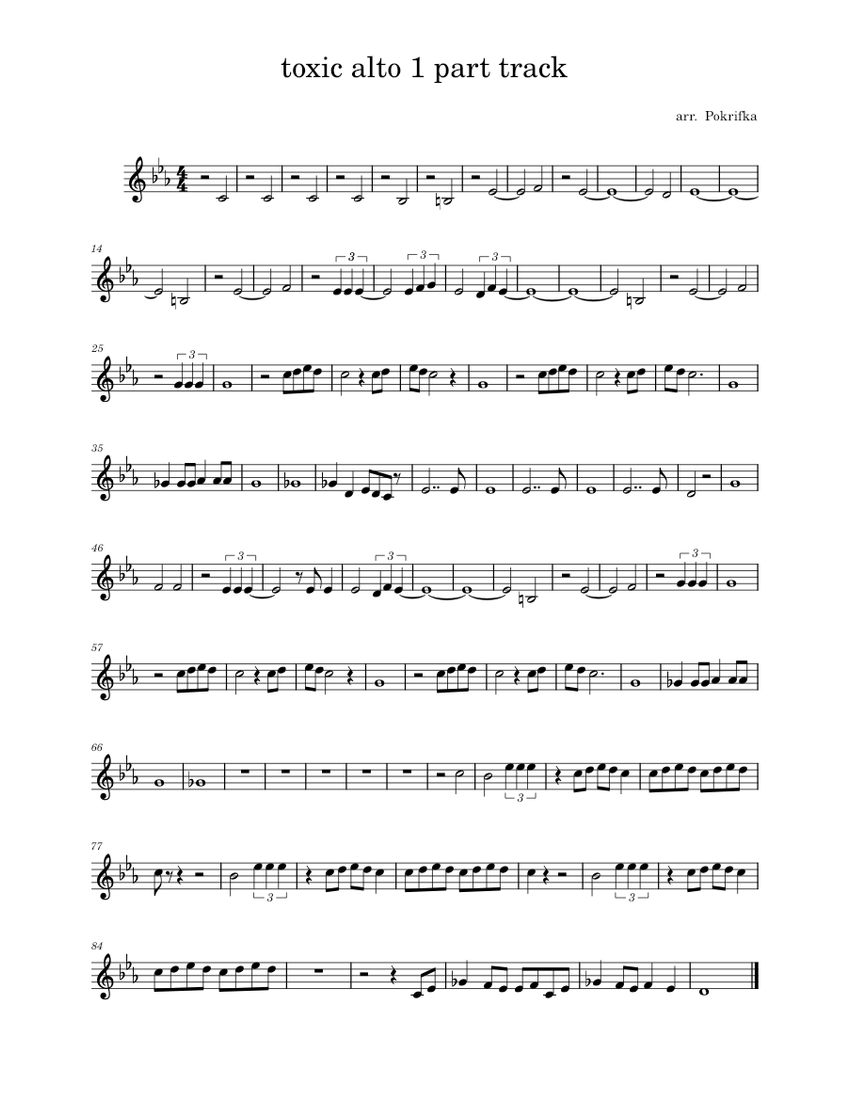 Toxic – Britney Spears toxic alto 1 part track Sheet Music for Piano ...