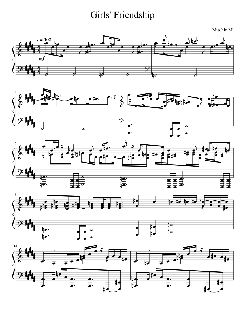 Girls' Friendship Sheet Music for Piano (Solo) | MuseScore.com
