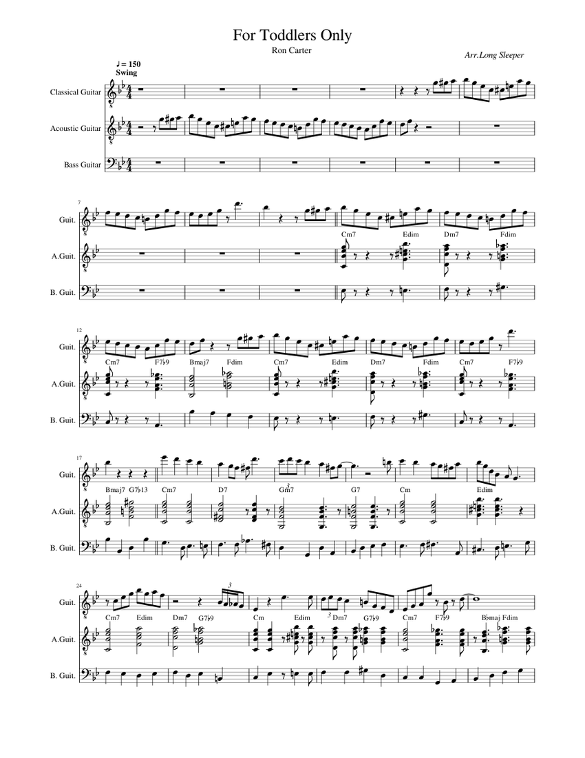 For Toddlers Only Sheet music for Guitar, Bass guitar (Mixed Trio ...
