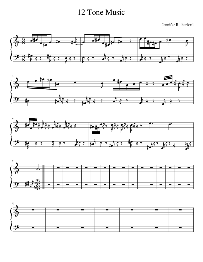 12 Tone Music Sheet music for Piano (Solo) Easy | Musescore.com