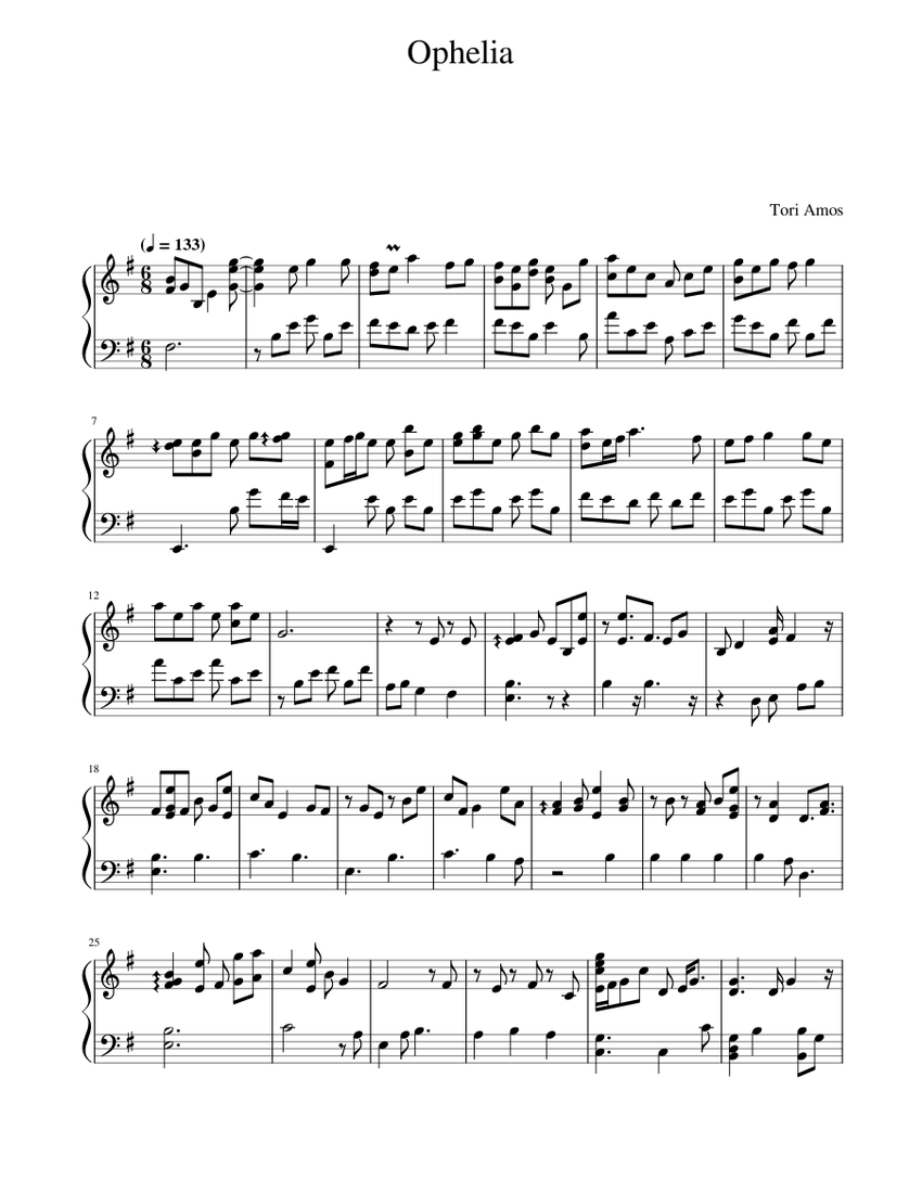 Ophelia – Tori Amos Sheet music for Piano (Solo) | Musescore.com